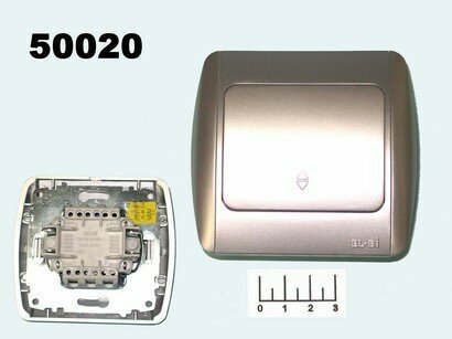 Выключатель 1-клавишный проходной EL-BI Zirve металлик