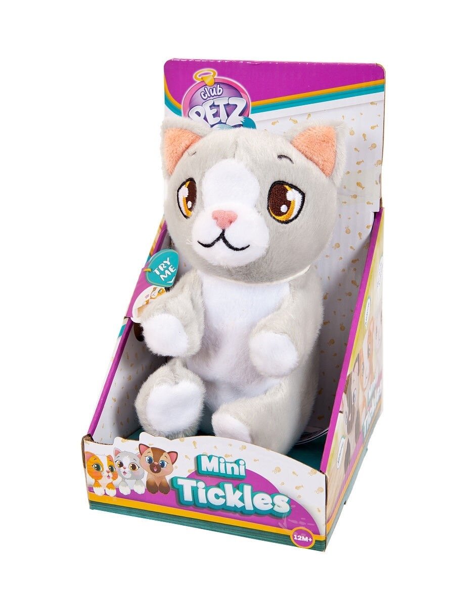 Котенок интерактивный (серый), со звуковыми эффектами, шевелит лапками если почесать животик