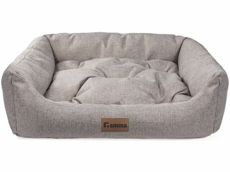 Гамма Лежанка прямоугольная "Кижи Гранд" со съемной подушкой, рогожка, бежевая, 60*47*18 см