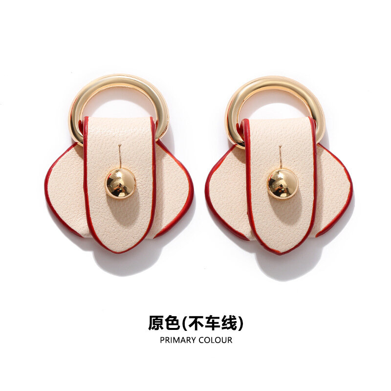 Пряжка D-57, для седельной сумки, овальная, из кожи, цвет золото, 2 шт