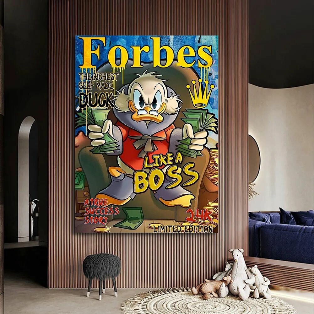 Картина "Скрудж МакДак. Доллары", 60x80 см, на подрамнике, холст