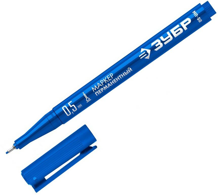 Маркер перманентный ЗУБР МП-50 синий, 0.5 мм