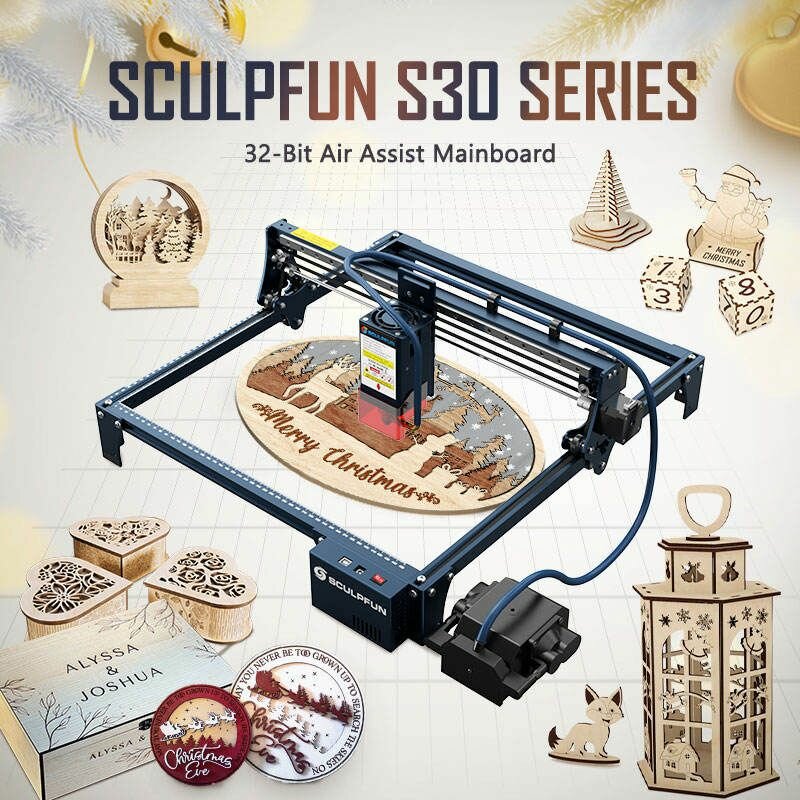 SCULPFUN S30 Pro 10Вт Лазерный гравер с автоматической подачей воздуха, гравировальная машина для дерева и металла
