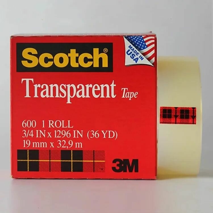 Лента невидимая 3M Scotch 600, немаркирующая тестовая лента, 19мм*32,9м