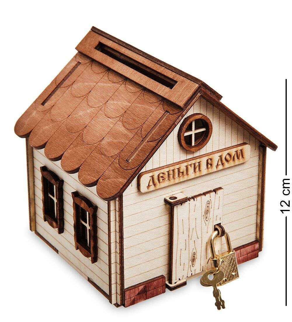 Копилка Домик A2162201 Народные промыслы, Россия, дерево, 11,5х11х12 см.