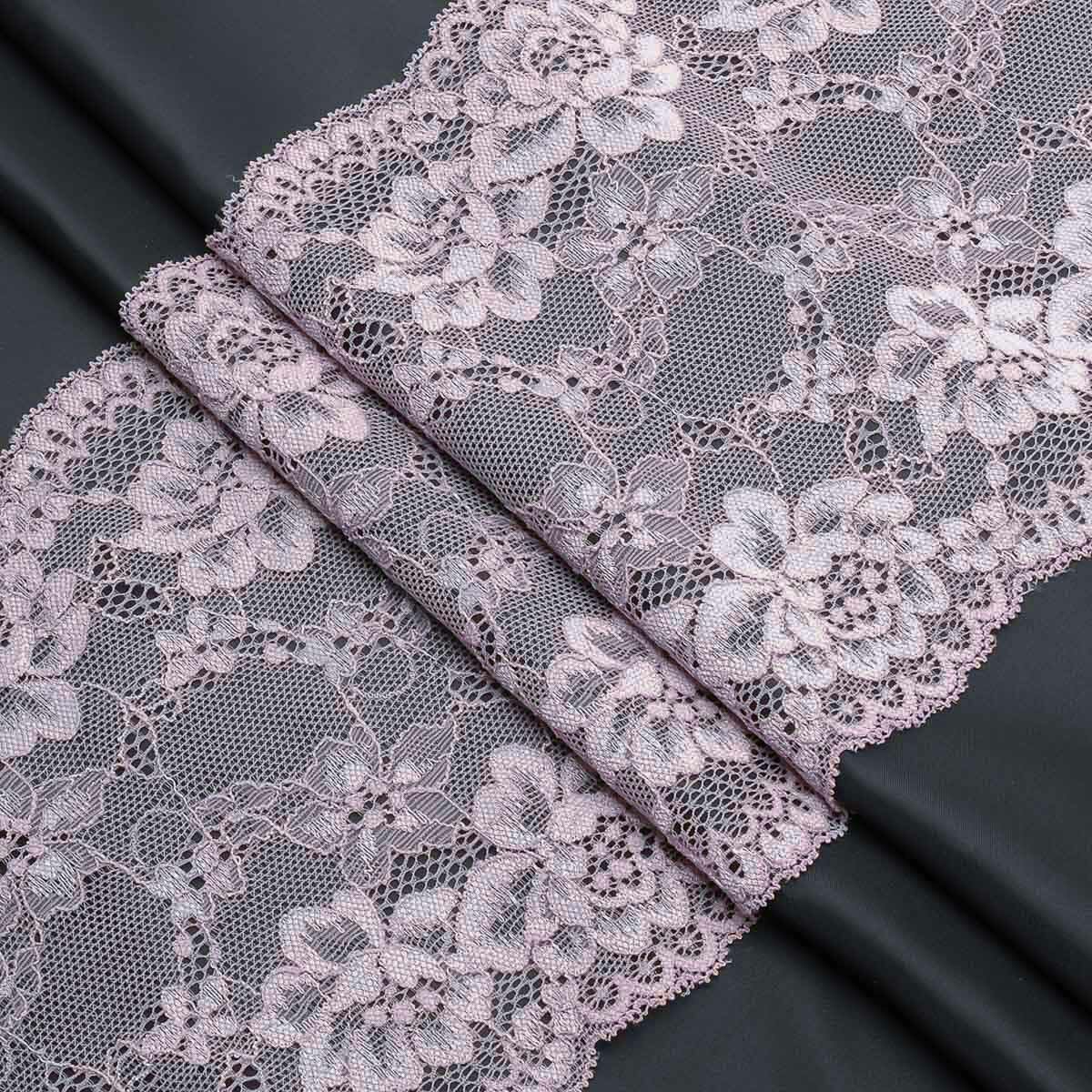 Кружево эластичное для шитья нижнего белья Айрис, 18см*3,4м, цвет пудровый