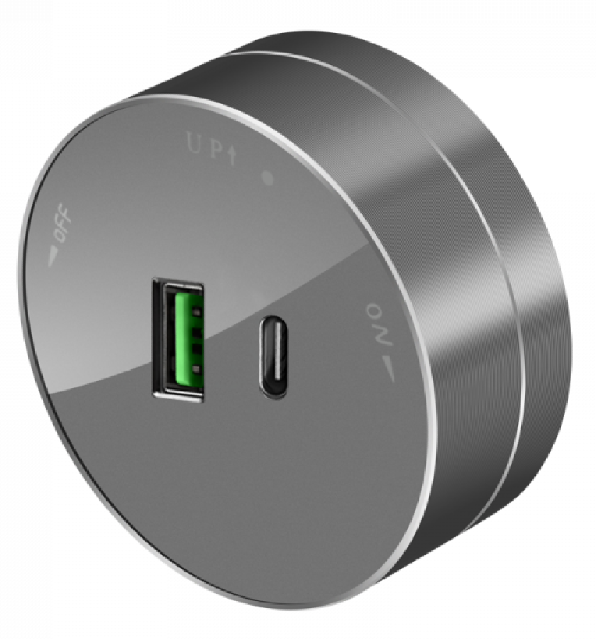 Розетка USB Systeme Electric / Систем Электрик MultiTrack двойная (тип А+С) 18Вт, 5В/3А, цвет графит, MTK13003G / электроустановочное оборудование