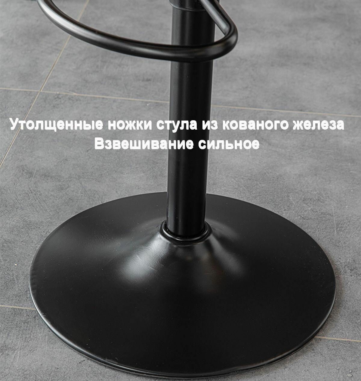 Барный стул, металл, натуральная кожа, черно-серый, бескаркасный, 1 шт. — фото 1