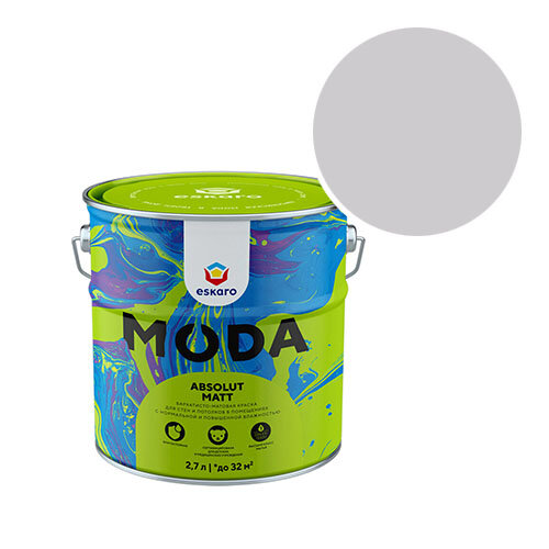 Краска моющаяся Eskaro Moda Absolut Matt RAL 7035 (Светло-серый - Light grey) 2,7 л