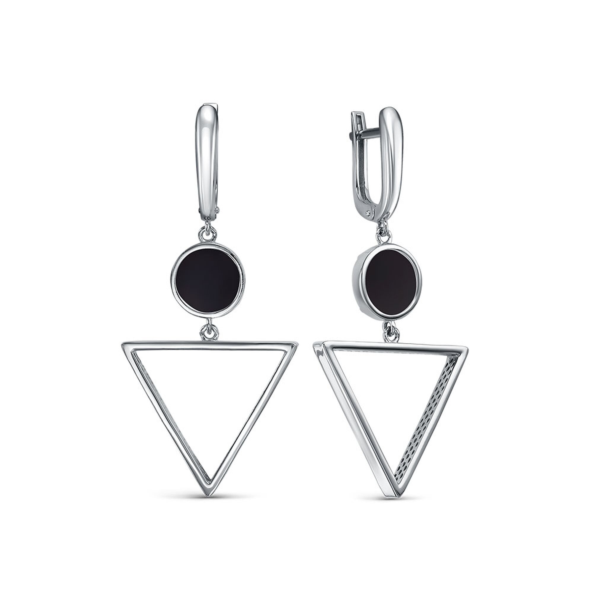 Серьги, серебро, 925 проба, родирование, оникс