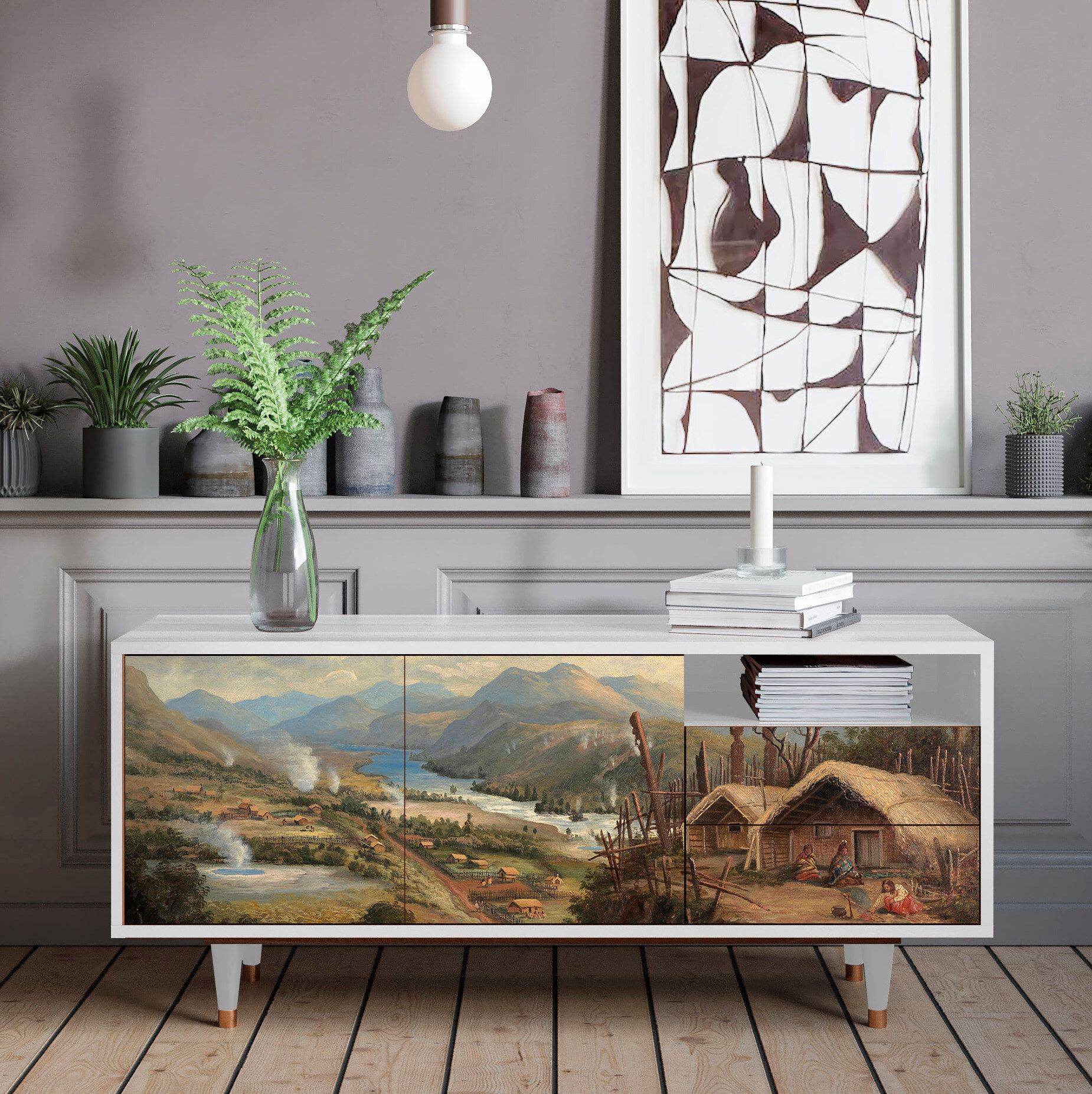 ТВ-Тумба - STORYZ - T7 View Across the Plains by Charles Blomfield, Размер - 125 x 56 x 41 см, Цвет корпуса - , Белый