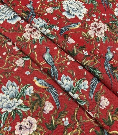 Ткань для штор и мебели, 280*100см Ричмонд цвет 5, цветы, птицы, гобелен