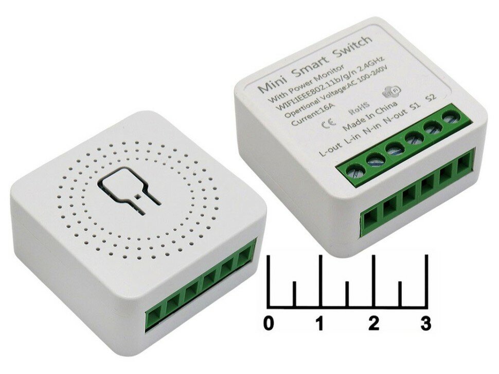 Выключатель Wi-Fi 220VAC 16A Mini Smart Switch с монитором мощности