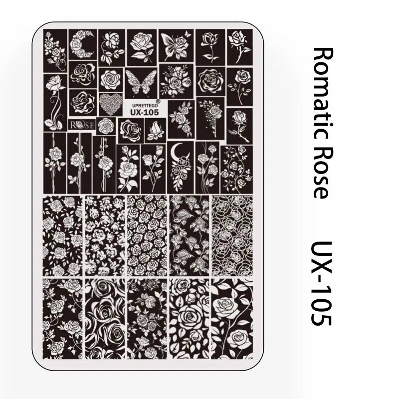 Трафарет для стемпинга UPRETTEGO "Роматик Роуз" UX-105