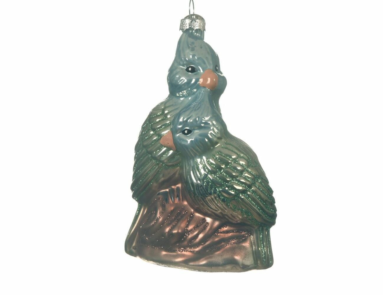 Ёлочная игрушка неразлучники - птицы любви, стекло, 14 см, Kaemingk 121116