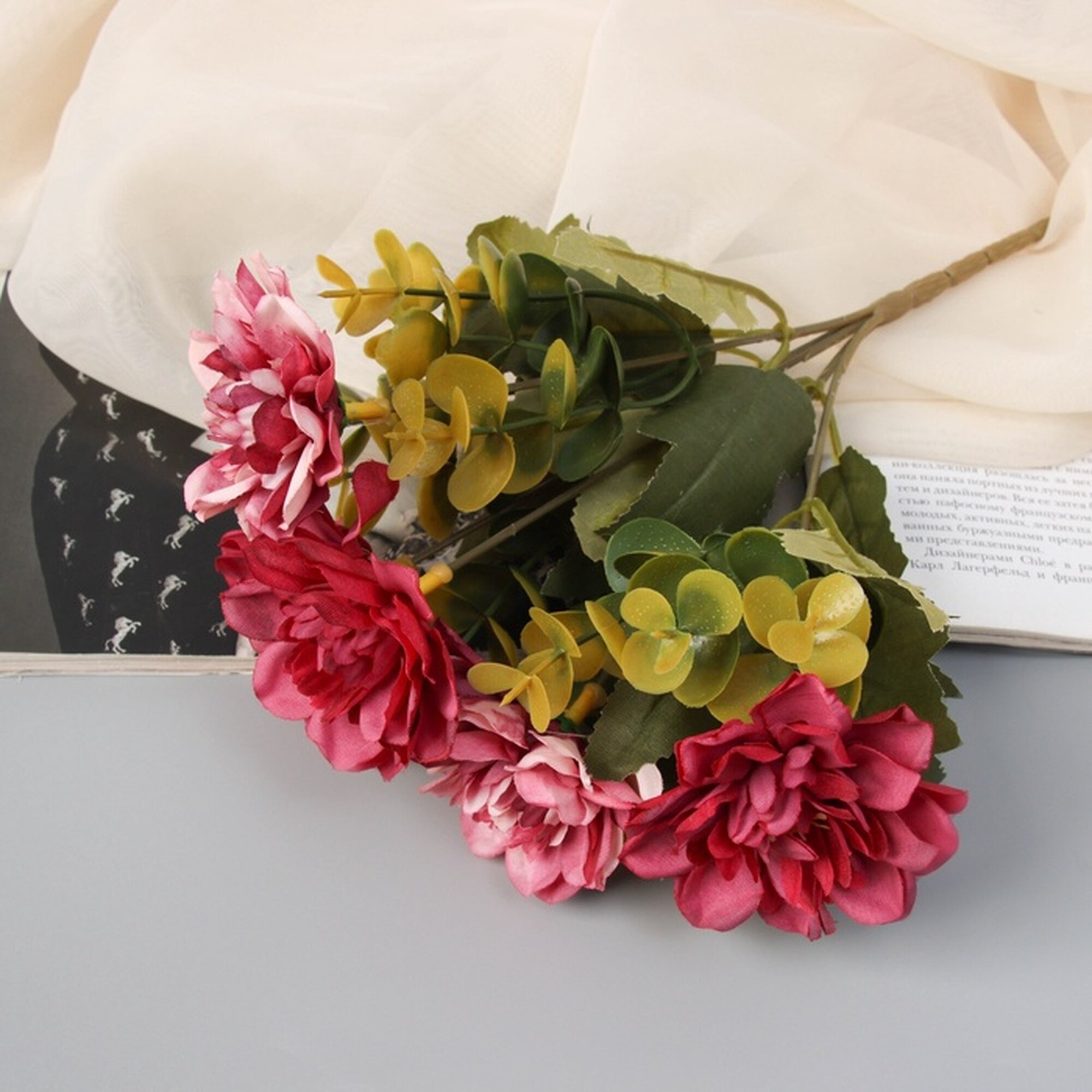 Букет искусственный Сима-ленд «Хризантема», пластик, текстиль, 25см, микс цветов