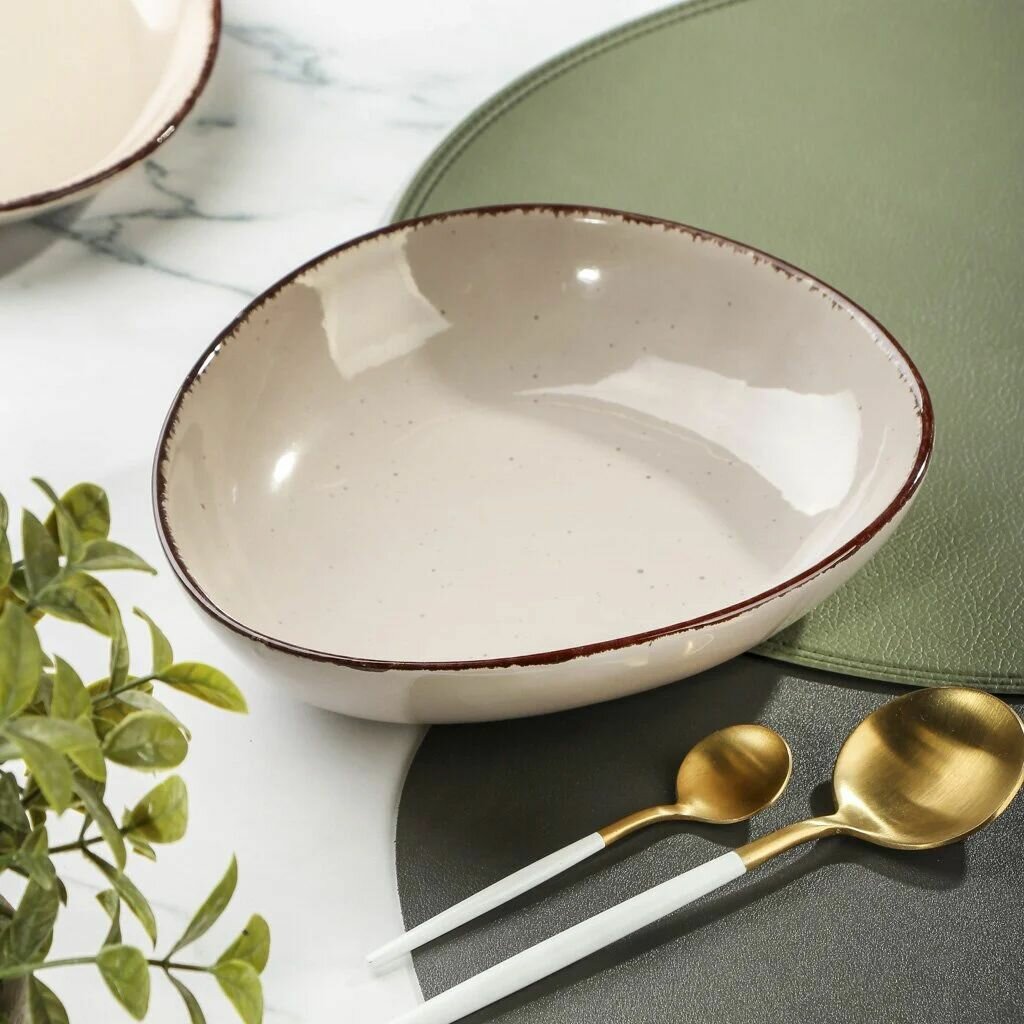 Daniks Тарелка суповая керамическая, 23 см, капучино, Pollen