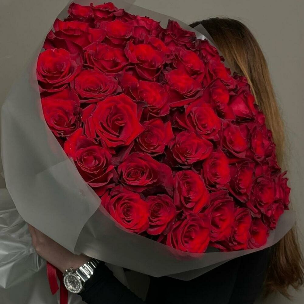 Букет из красных роз 51 шт, красивый букет премиум букет премиум цветы