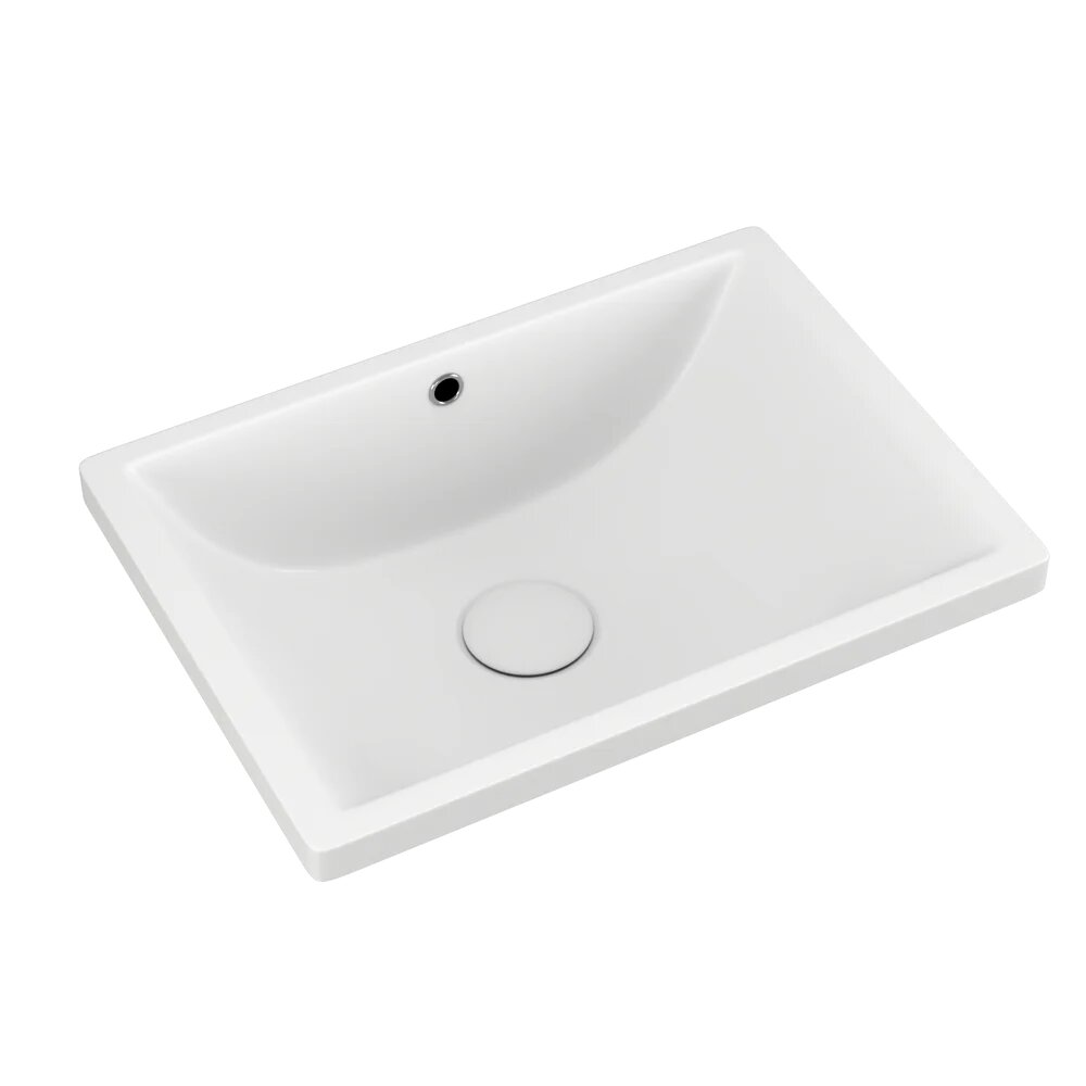 Раковина встраиваемая снизу D&K Berlin DT1431616 46 46 см, без отверстия под смеситель, фарфоровая, раковина для ванной, белая, прямоугольная, со сливом-переливом