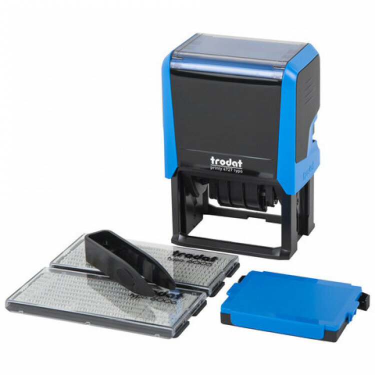 Датер самонаборный 6 строк+дата, оттиск 60х40 мм, синий, TRODAT 4727 Bank, кассы В комплекте, 188551
