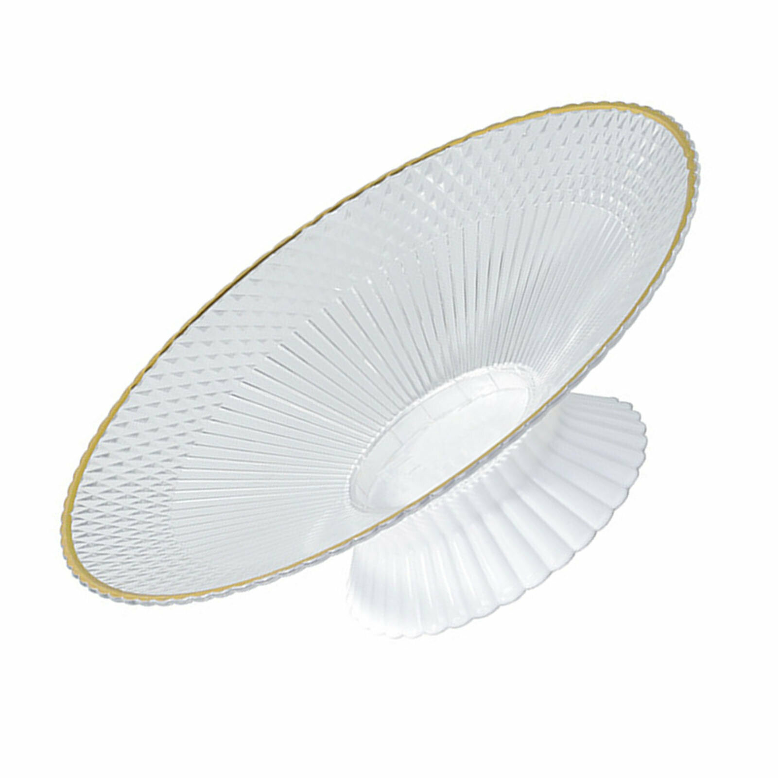 Прозрачная ваза для фруктов, многоцелевая, большая емкость, легкая, роскошная, полосатая, декоративная, с подставкой, с поддоном для слива, для конфет, торта, орехов, длина 24 см