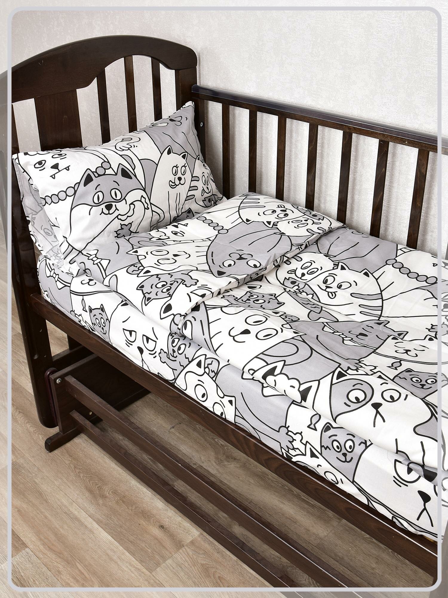 Детское постельное белье бязь Котовасия в детскую кроватку