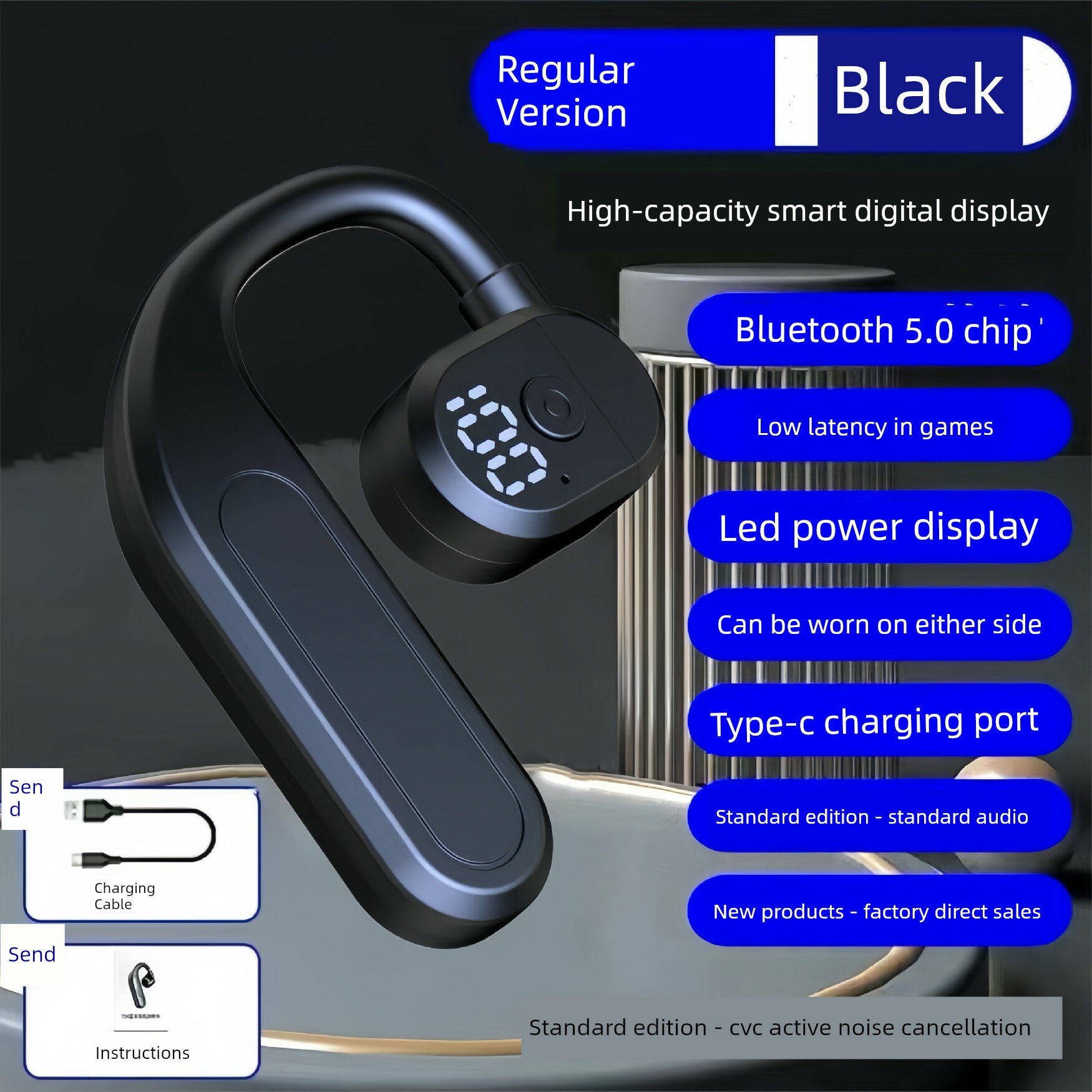 Беспроводные наушники Bluetooth для спорта: длительная автономная работа, высококачественный звук, вкладыш-дизайн