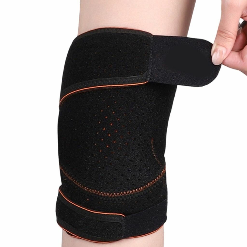 Наколенники для спорта и фитнеса с двойным ремешком, утолщенные амортизирующие наколенники EVA-черный
