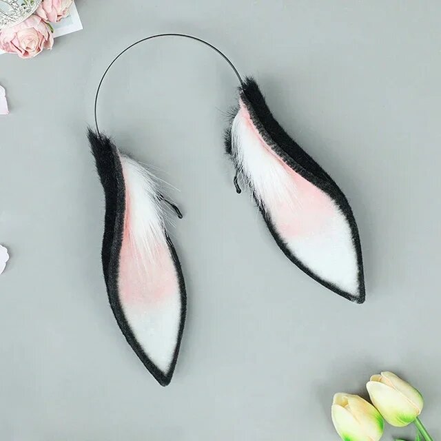 Плюшевые повязки для волос с ушками кролика Черный, black