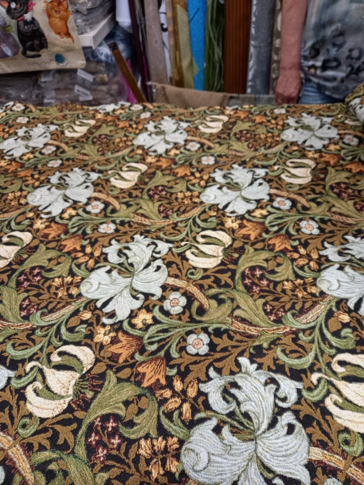 Ткань для мебели, для штор, покрывал "Лилии У. Моррис ", обивочная, ширина 175 см