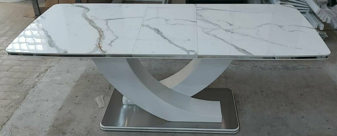 Стол керамогранит "Элит" 1600мм белый глянец К 8