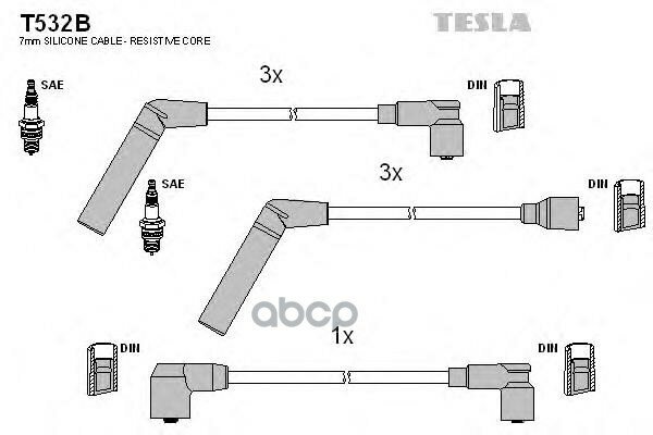 Провода зажигания Mitsubishi Sigma 3.0 1990-96 TESLA арт. T532B