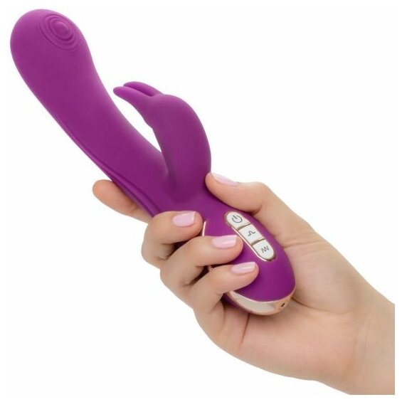 Фиолетовый вибратор-кролик Signature Silicone Thumping Rabbit с пульсирующим воздействием - 22,75 см.