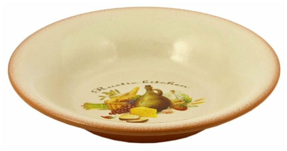 Тарелка керамическая, глиняная суповая d22см, h4,5см, v0,5л (кремовый)