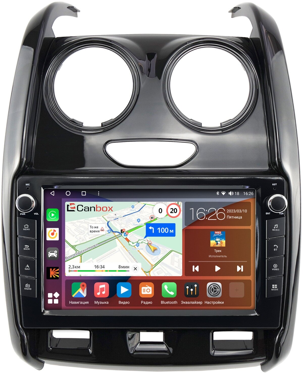 Штатная магнитола Canbox H-Line 7822-9-RE046N Renault Duster 2015-2021 (глянцевая) Android 10 (4G-SIM, 4/32, DSP, IPS) С крутилками