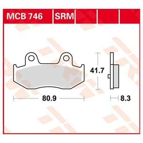 Комплект тормозных колодок TRW MCB746SRM, 80,9 мм, 41,7 мм