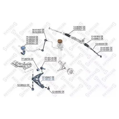 Рычаг правый BMW E36 1.6-2.5TDS 90, 5700137SX STELLOX 57-00137-SX