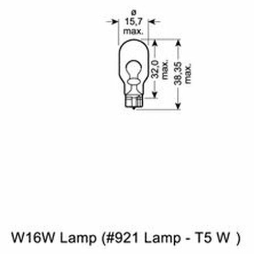 Лампа 921 W16W 12V (16W) W2,1х9,5d стеклянный цоколь Osram 921
