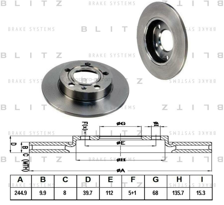 BLITZ BS0168 Диск тормозной задний