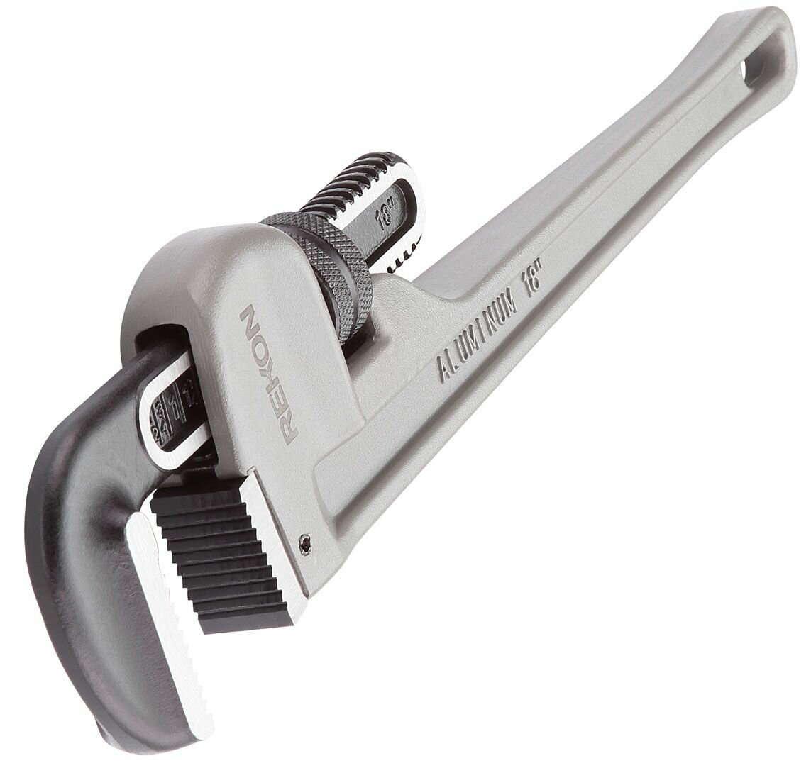 REKON Алюминиевый прямой трубный ключ до 2 1/2" (до 76 мм), длина 18" (450 мм), американского типа