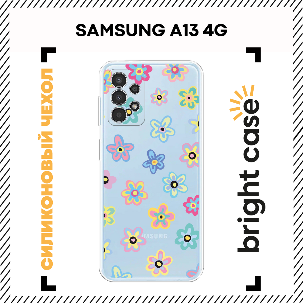 Чехол на Samsung Galaxy A13 4G / Самсунг А13 4G с принтом Летние цветочки, прозрачный