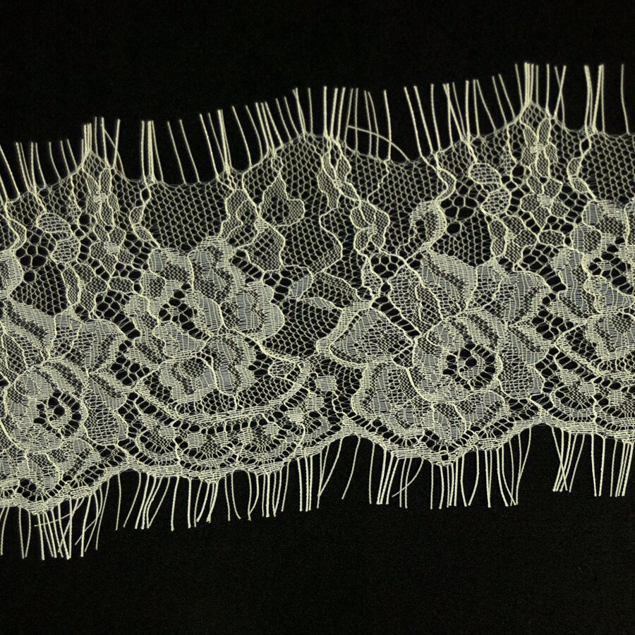 Изысканное шантильи: Кружево реснички Роза, 100 мм, 9м(3шт*3,14м), цвет шампанское