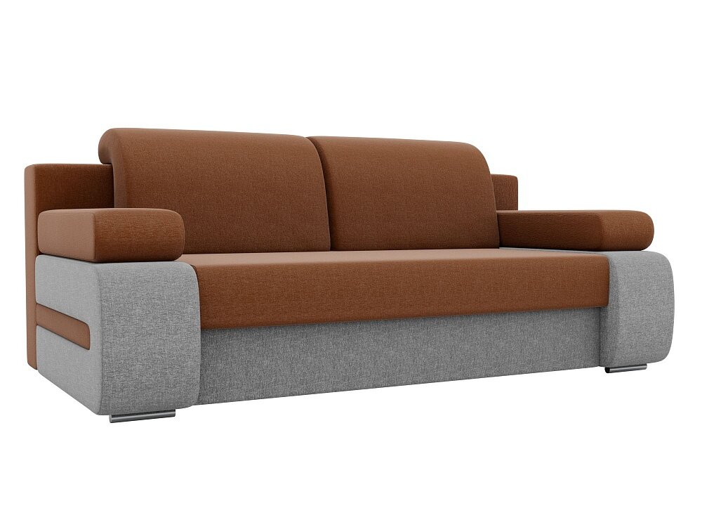 Прямой диван Денвер Евро Коричнево-Серый Рогожка, еврокнижка, 200х107х100 см, с ящиком для белья