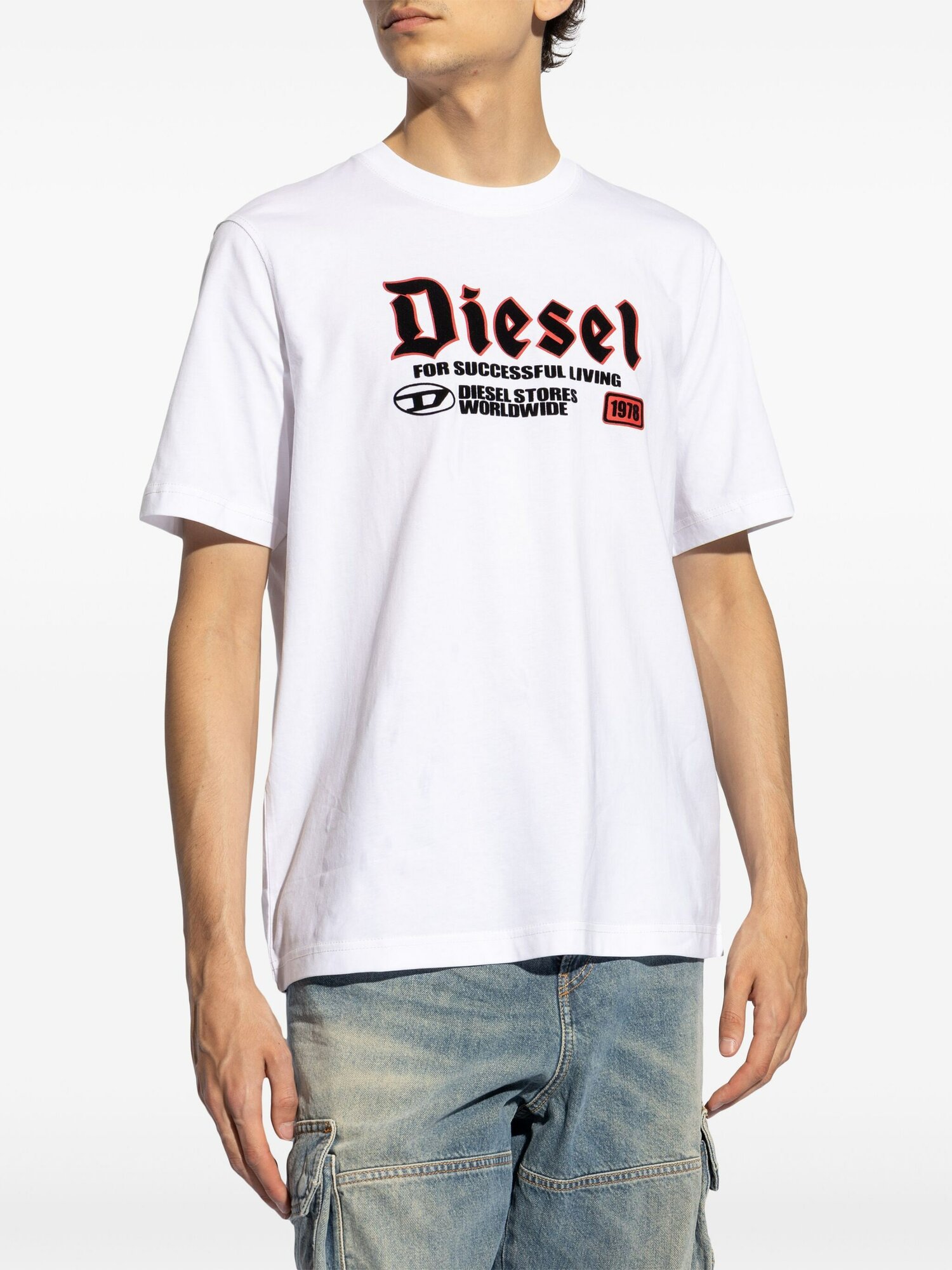 Футболка DIESEL, размер 2XL, бежевый/белый — фото 1