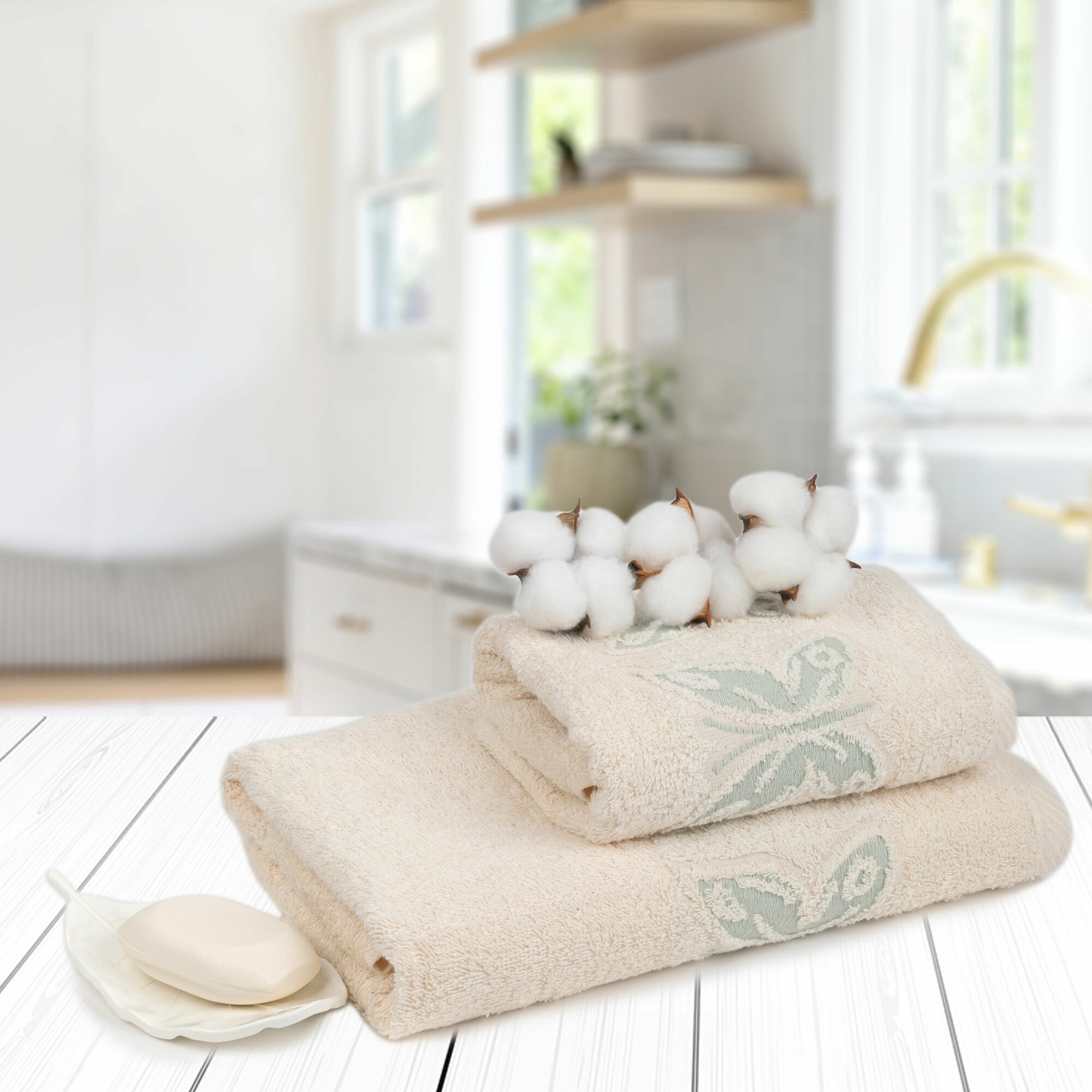 Набор банных махровых полотенец 2 шт, ONDA BLU, 100 % хлопок