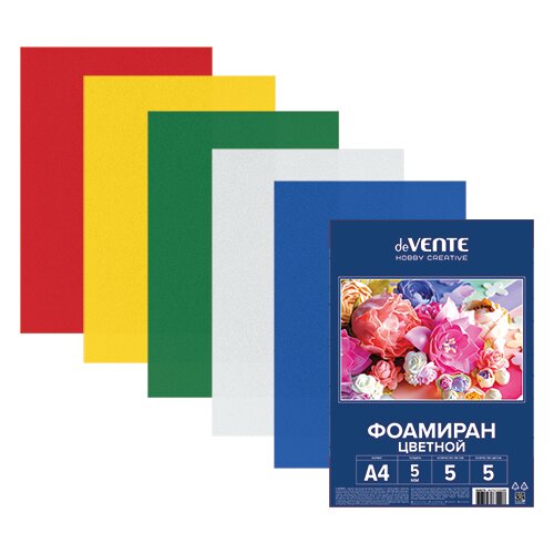 Фоамиран " deVente " А4 5л 5цв 5мм, пластиковый пакет, европодвес