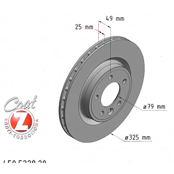 ZIMMERMANN 450.5228.20 диск тормозной задн. 325x25 / 49-5x120 \Land rover (Ленд ровер) Discovery (Дискавери)