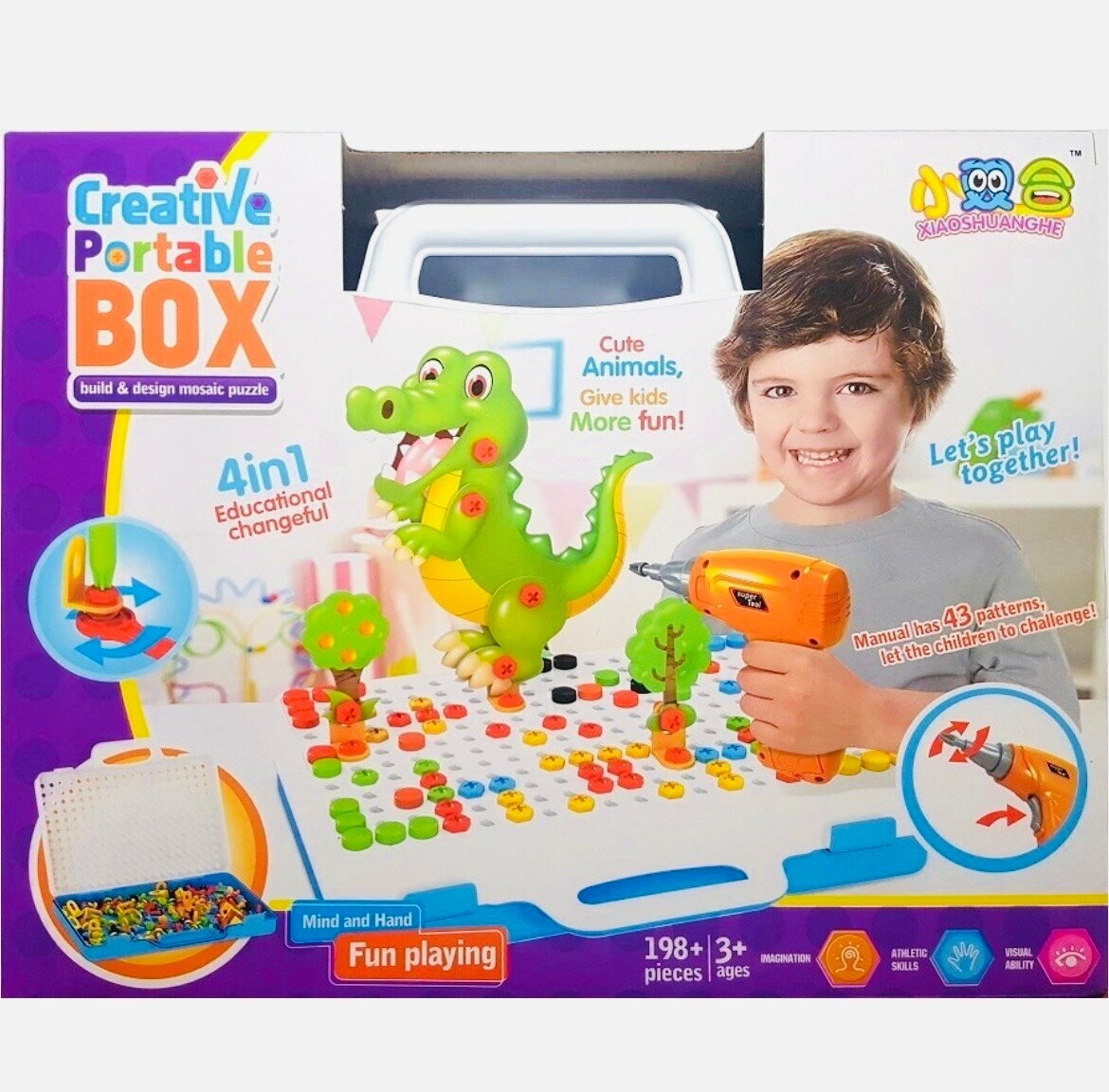 Конструктор - мозаика с шуруповертом Creative Magic Panel 198 деталей с шуруповертом