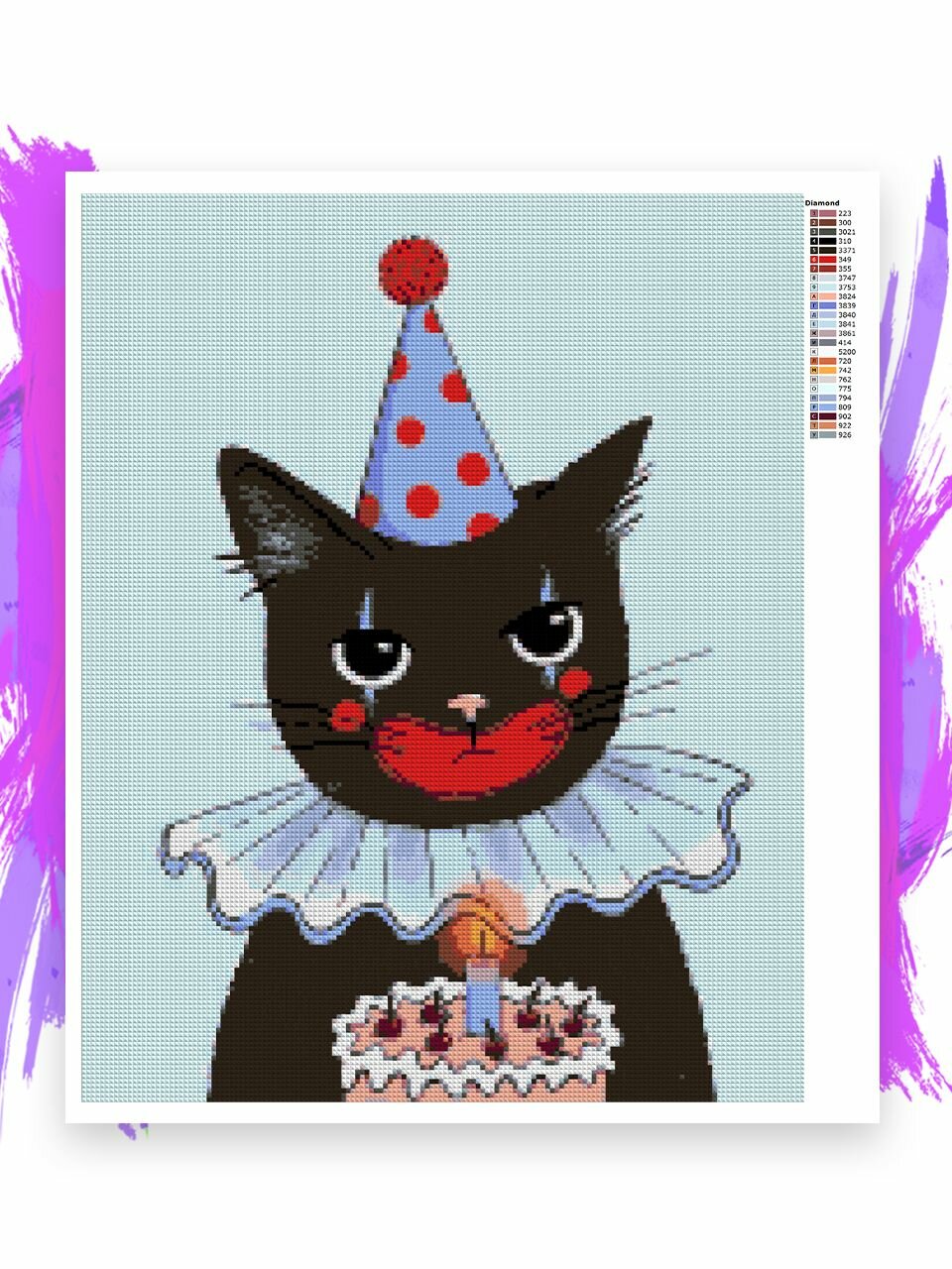 Алмазная мозаика без подрамника - вышивка Halloween cat
