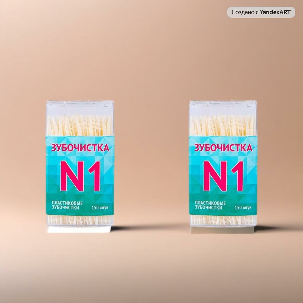 Зубочистка №1 Пластиковые зубочистки, 150 шт, 2 упаковки/